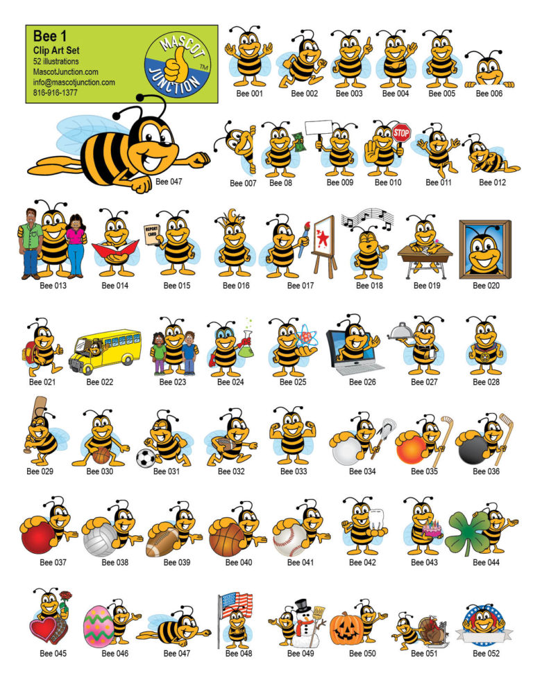 Bee Mascot Clip Art Sets – Toons4Biz